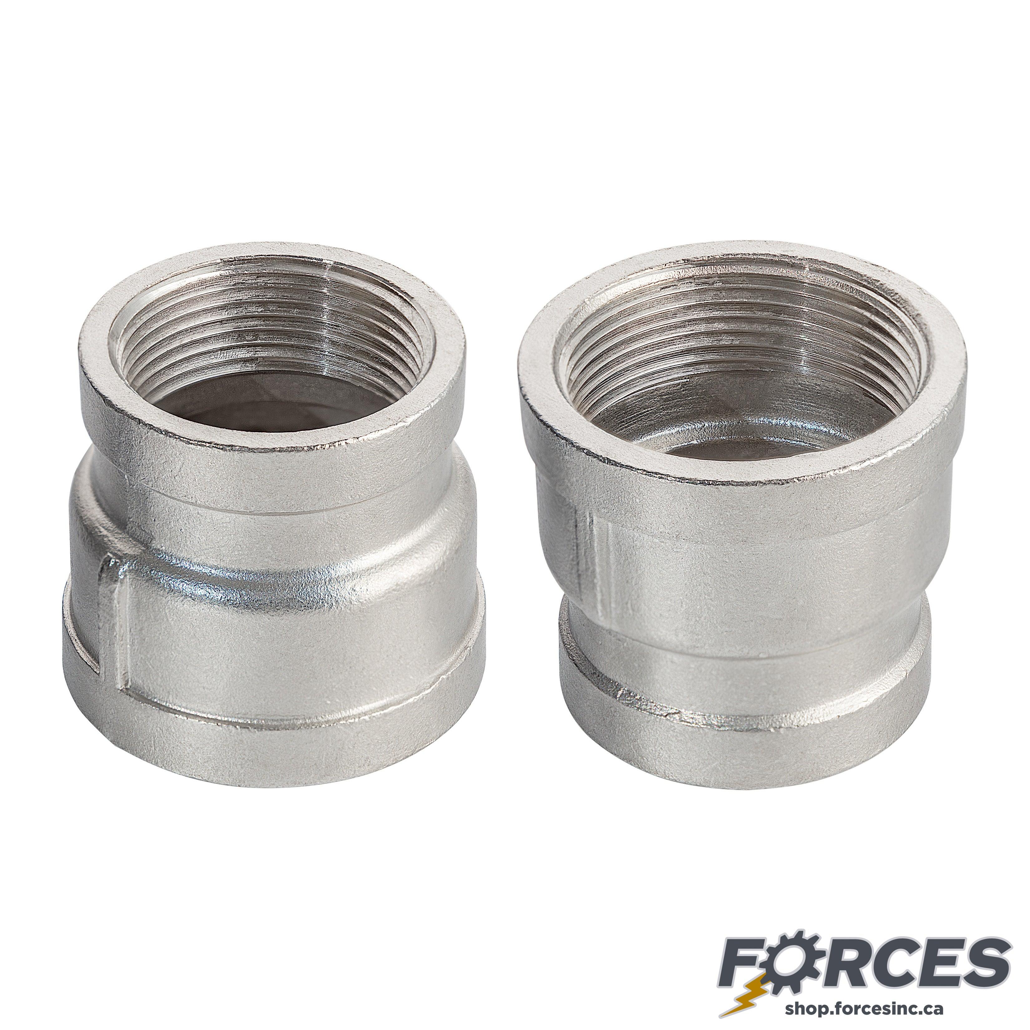 1-1/2" x 1" Coupling Reducer NPT #150 - Stainless Steel 304