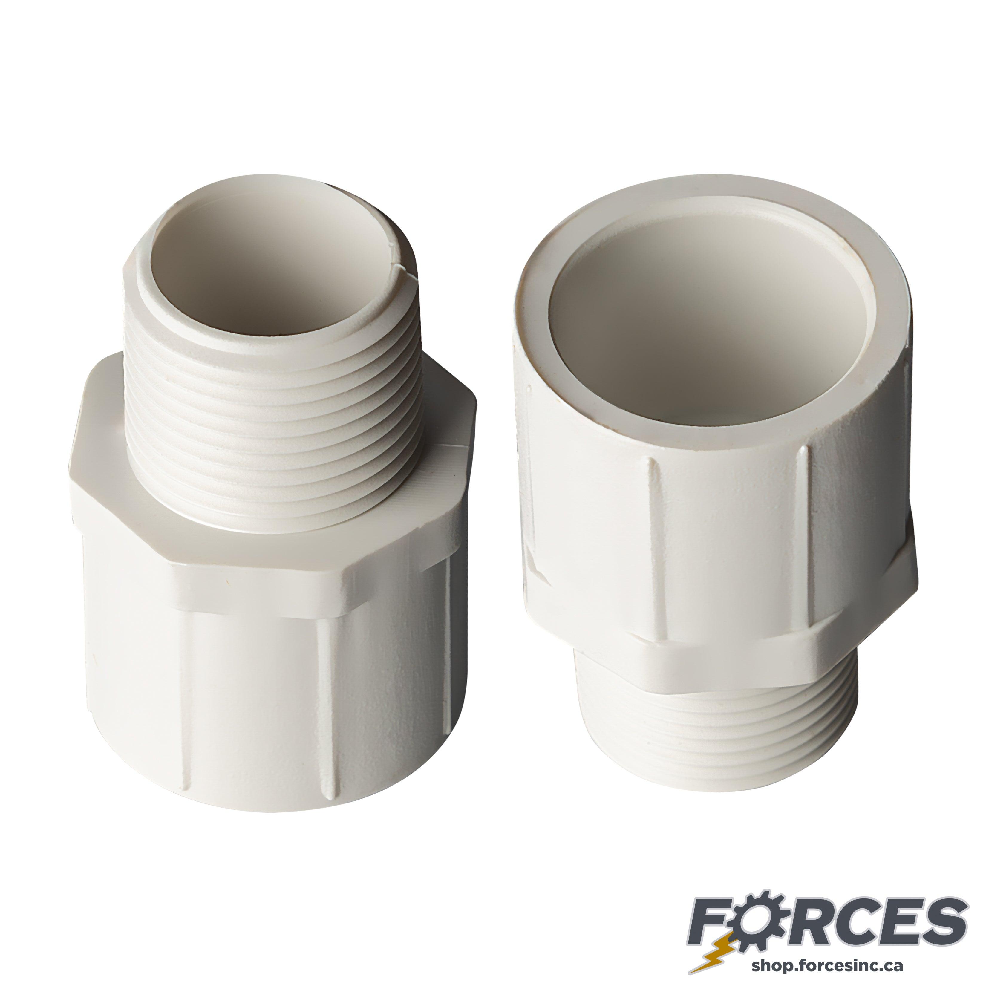 2-1/2" Male Adapter (SOC x MPT) Sch 40 - PVC White | 436025W