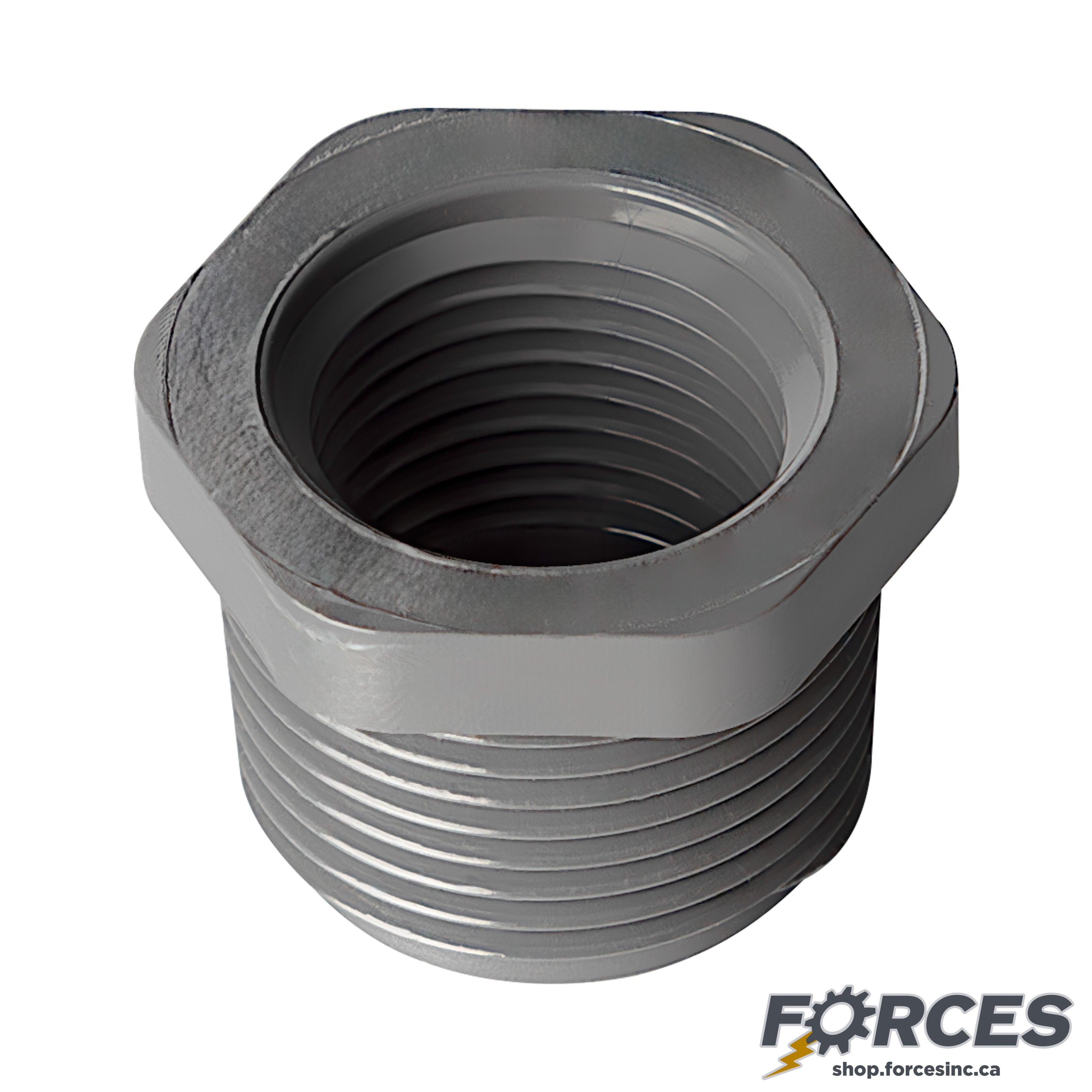 2" x 1-1/2" Reducer Bushing (MPT x FPT) Sch 80 - PVC Grey | 839251