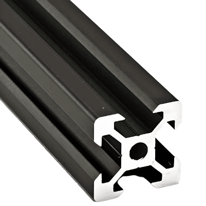 20mm x 20mm Black Smooth T-Slotted Aluminum Extrusion - 2ft Bar