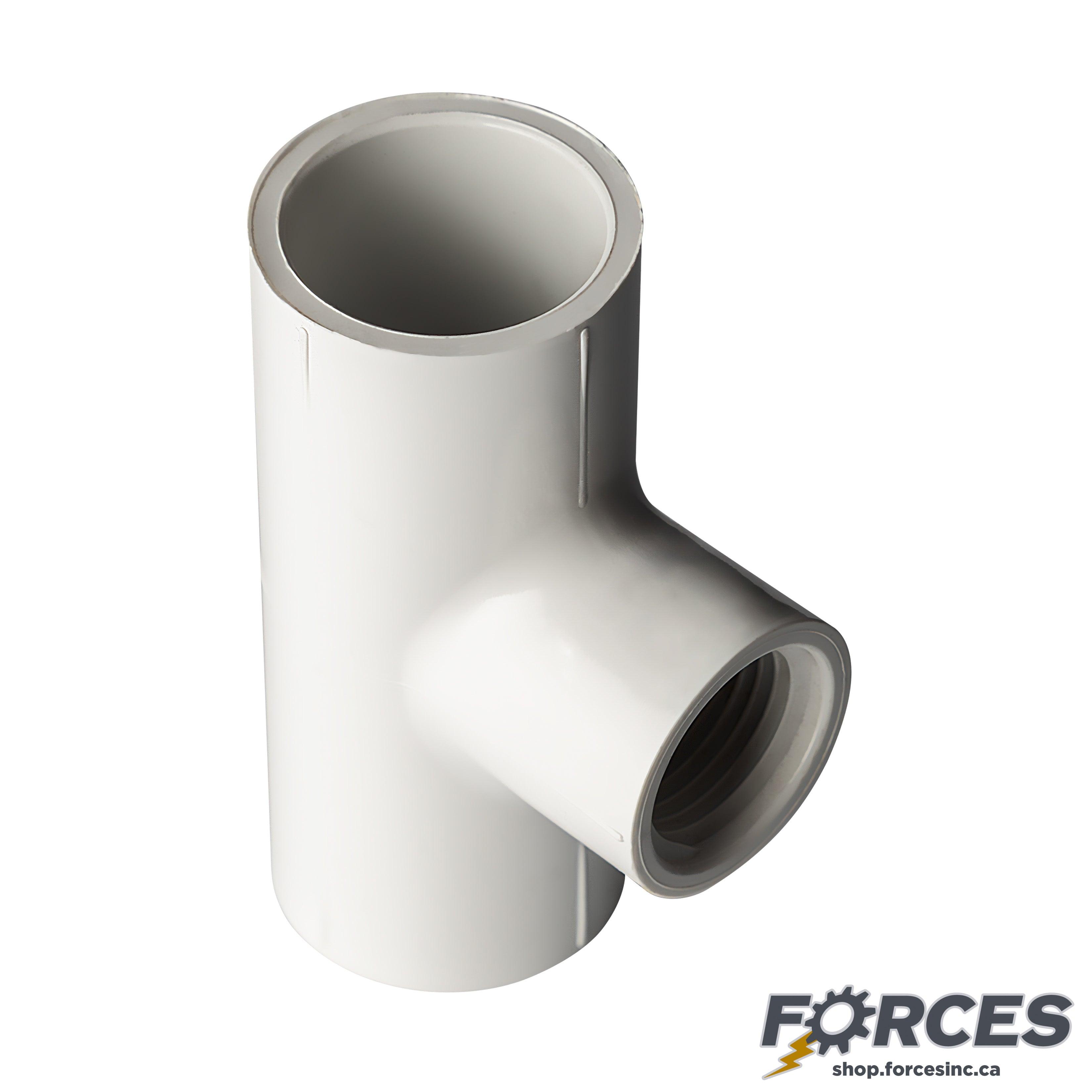 4" x 4" x 3" Reducing Tee (SOC x SOC x FPT) Sch 40 - PVC White | 402422W