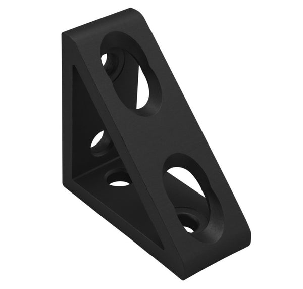 Black 4 Hole Inside Corner Gusset 2" x 2" x 7/8" | 10 Series Aluminum