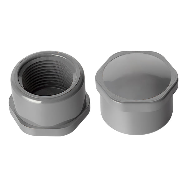 PVC Cap (Threaded) Sch 80 - Grey