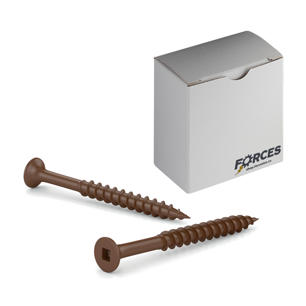 #6 x 2" Deck Screws Flat Head ACQ Brown Ceramic Finish