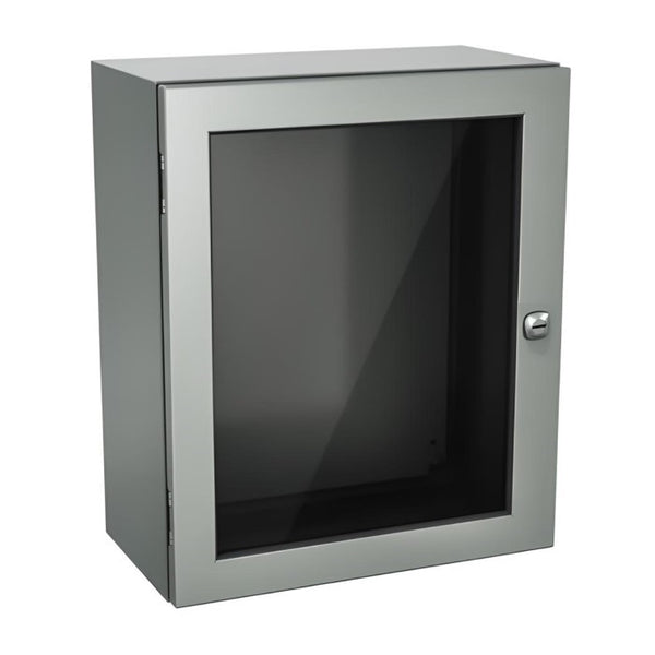 Windowed Enclosure 12" x 24" x 8" NEMA 4-12/IP66 - Powder Coated Steel