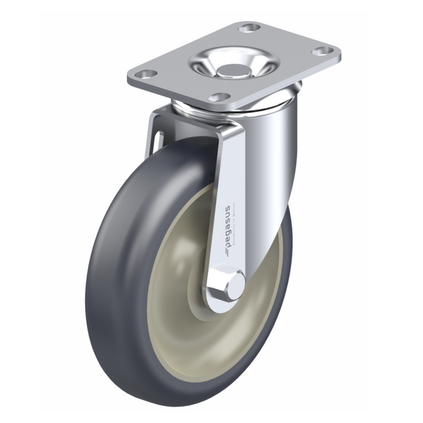 Polyurethane Grey Caster 5" x 1-1/4" Swivel 325 lbs Annular Ball Beari