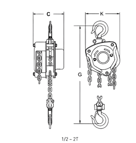 Chain Block Hoist - 1.5T - 20ft - (W/ Overload protection)