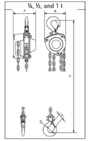 Stainless Steel Chain Block Hoist - 1T - 20ft - (W/ Overload Protection)